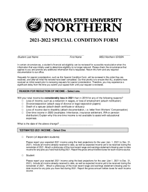 Fillable Online 2021-2022 SPECIAL CONDITION FORM Fax Email Print ...