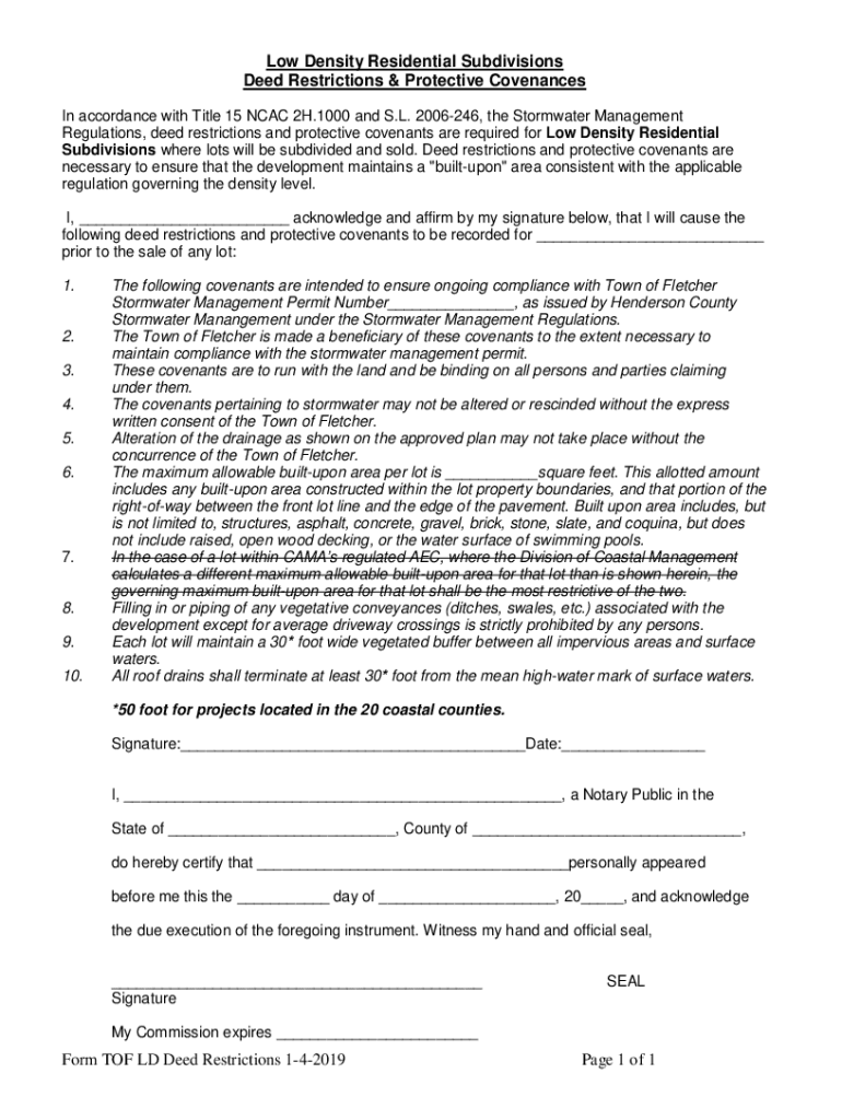 Fillable Online deed restrictions and protective covenants agreement ...