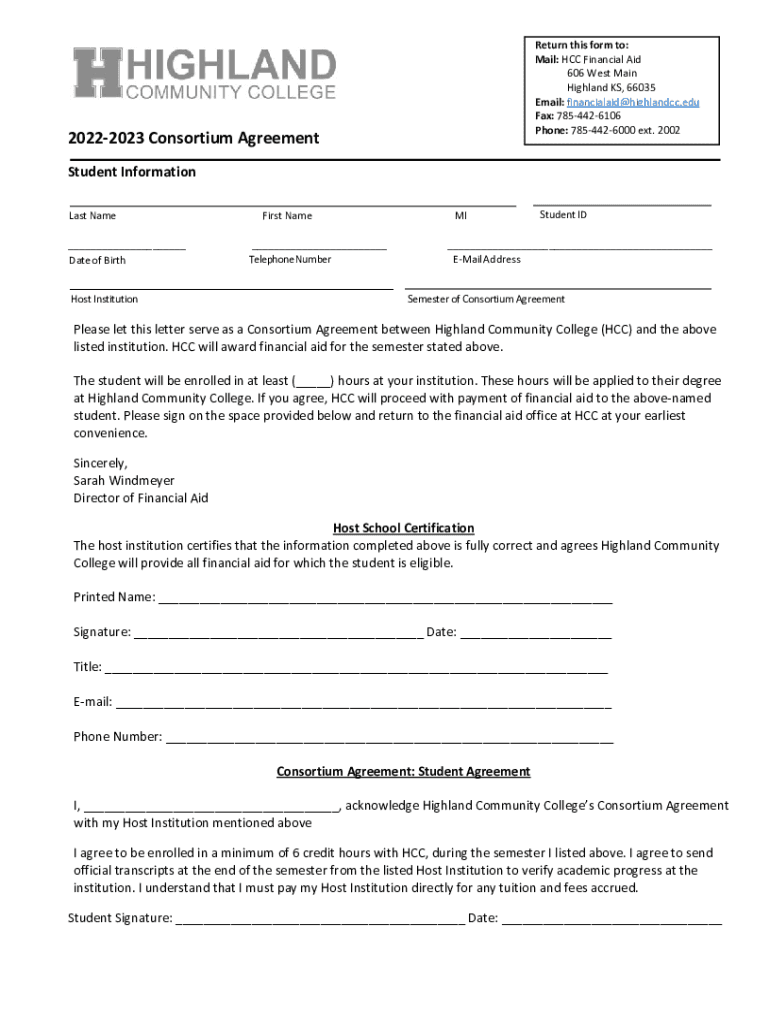 Fillable Online 2022-2023 Consortium Agreement Fax Email Print - pdfFiller