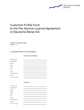 Fillable Online Customer Profile Form to the File Service Licence ...