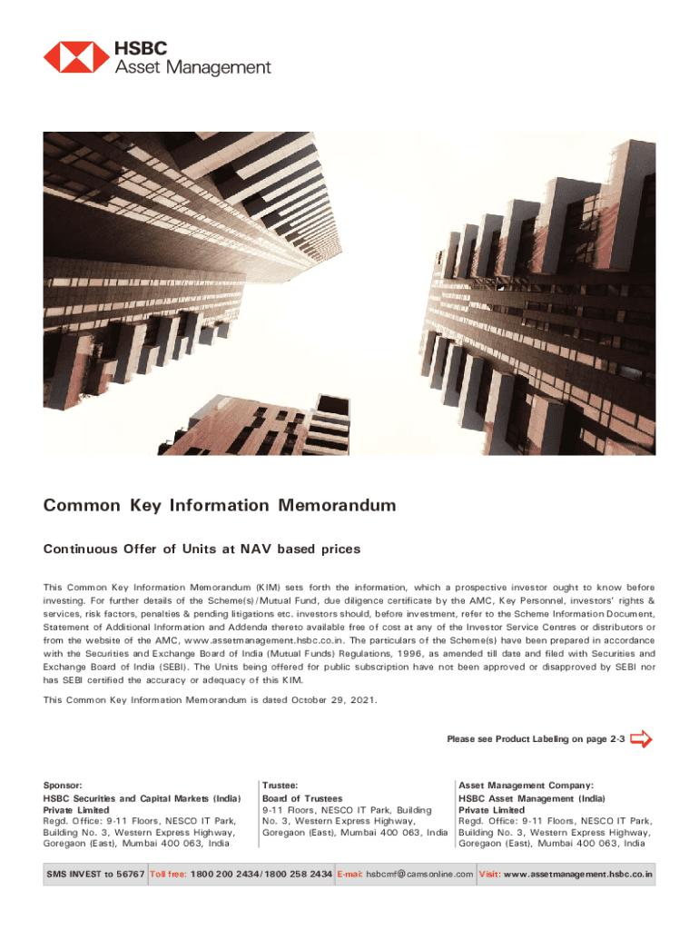 Fillable Online COMMON KEY INFORMATION MEMORANDUM AND ... Fax Email Print - pdfFiller