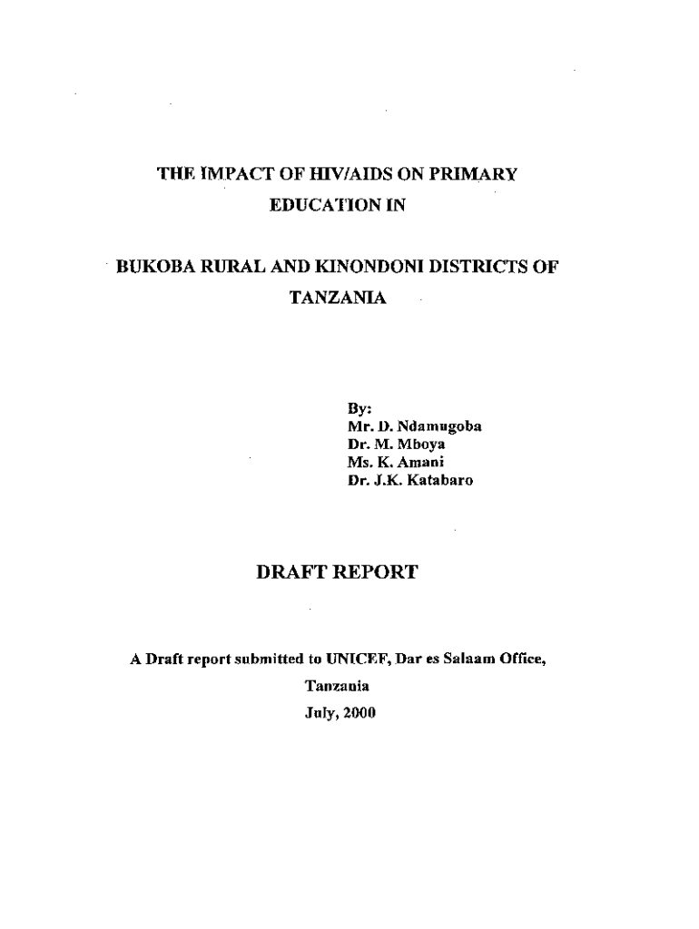 Fillable Online The Impact of HIV/AIDS on Primary Education in Bukoba ...