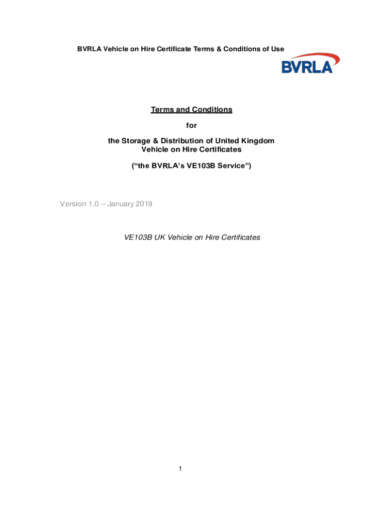 Fillable Online VE103B UK Vehicle on Hire Certificates - BVRLA Fax ...