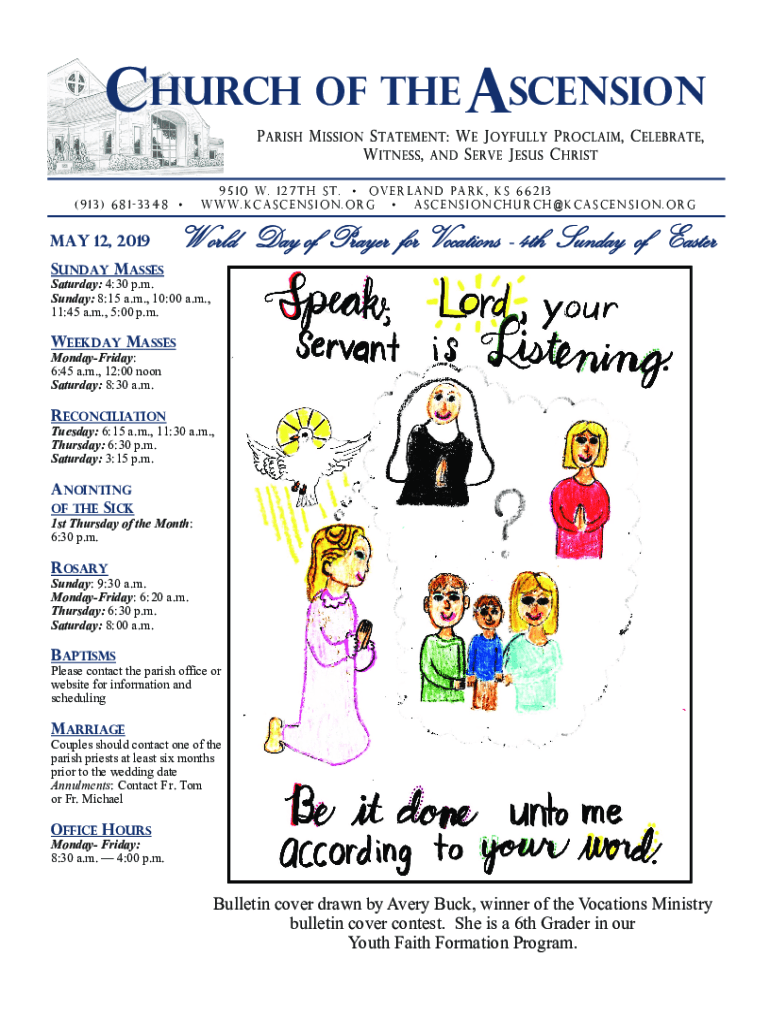 Fillable Online Parish Calendar - Church of the Ascension Fax Email ...