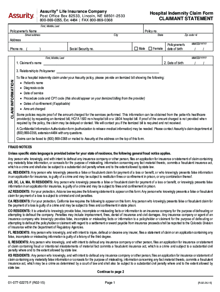 Fillable Online HI Claim Form. Cander Claim Form Claimant Statement Fax ...