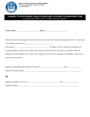 Fillable Online CONSENT TO PHOTOGRAPH, FILM, OR VIDEOTAPE A ... Fax ...