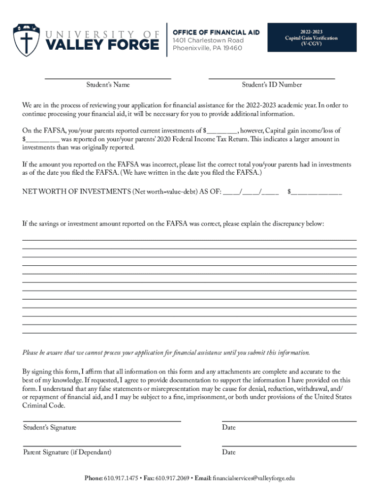 Fillable Online Federal Verification - Student Registration & Financial Services Fax Email Print ...