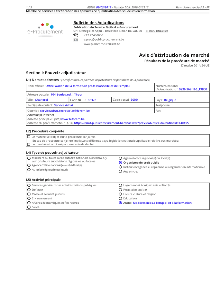 Remplissable En Ligne marchespublics wallonie March de services ...