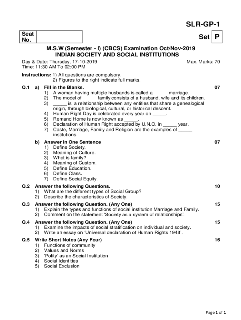 Fillable Online Question Papers, Examination, Punyashlok Ahilyadevi Holkar ... Fax Email Print ...