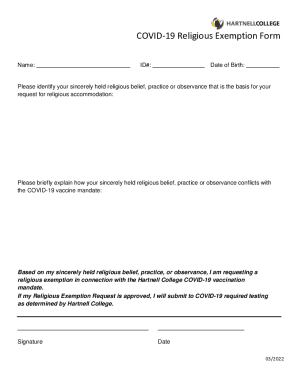 Fillable Online RELIGIOUS EXEMPTION REQUEST FORM Fax Email Print ...