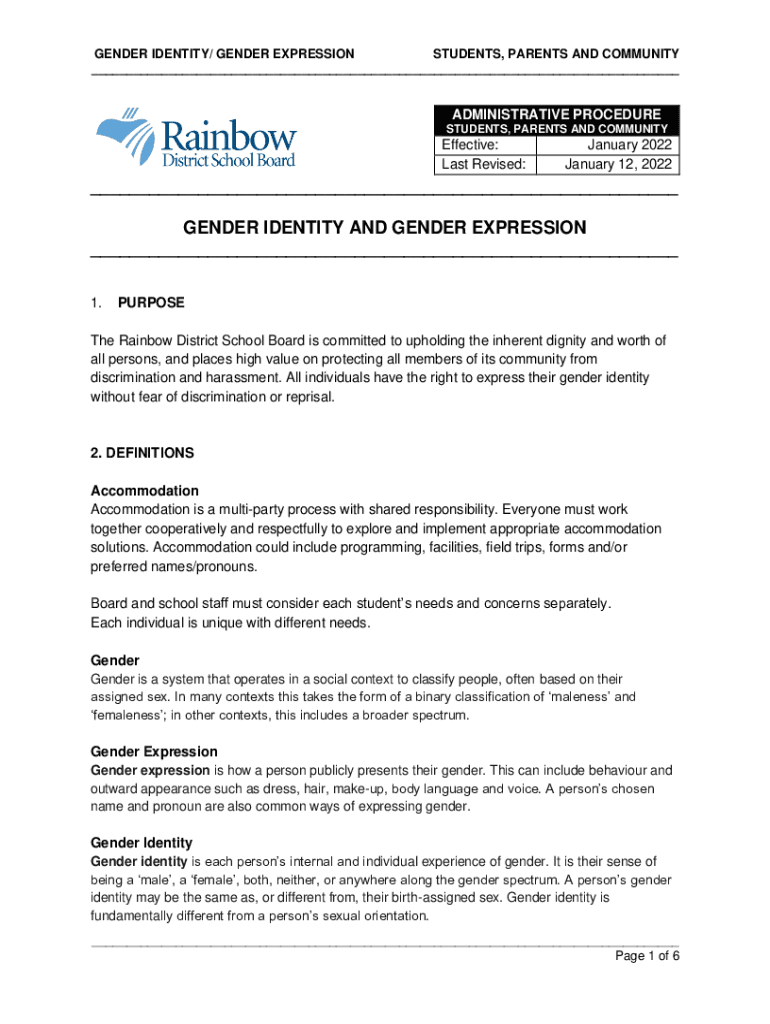 Fillable Online Students Title AR 253 Transgender and Gender Diverse ... Fax Email Print - pdfFiller