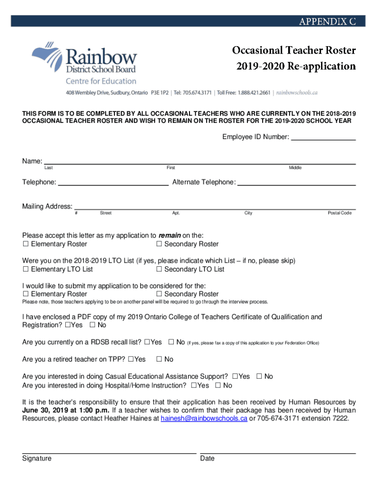 Fillable Online Elementary Occasional Teaching All Elementary Schools Fax Email Print - pdfFiller