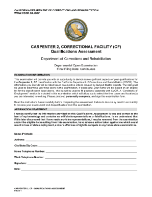 Fillable Online Painter 2, Correctional Facility Qualifications Assessment Fax Email Print ...