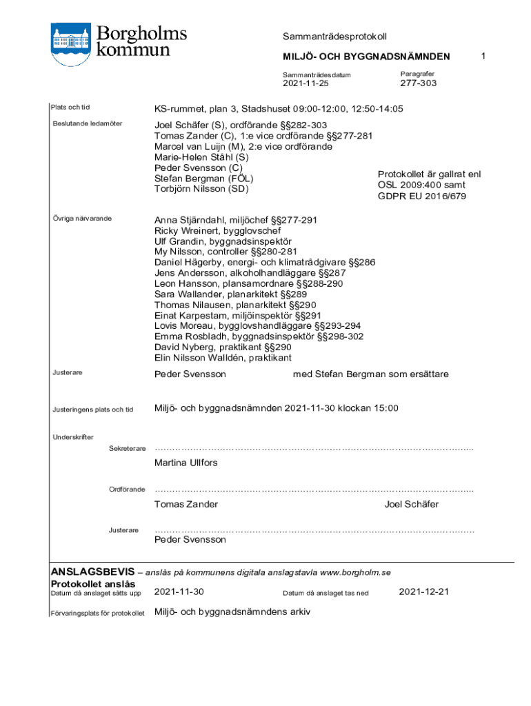 Fillable Online MILJ- OCH BYGGNADSNMNDEN Fax Email Print - pdfFiller