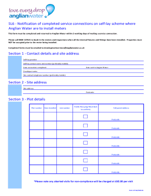 Fillable Online SL8 - Self-lay meter order form Section 1 - Anglian ...
