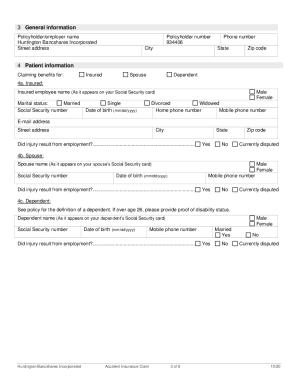 Fillable Online Accident Claim Statement - Union Security Insurance ...