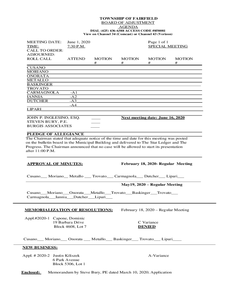 Fillable Online ZONING BOARD OF ADJUSTMENT - Cherry Hill Township Fax Email Print - pdfFiller