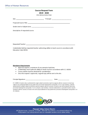 Fillable Online Course Request Form 2019 - 2020 Fax Email Print - pdfFiller