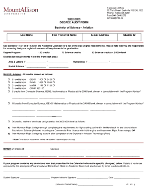 Fillable Online Advising and degree planning - Mount Allison University ...