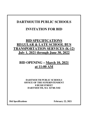 Fillable Online Transportation Bid for Regular and Late Bus ... Fax ...