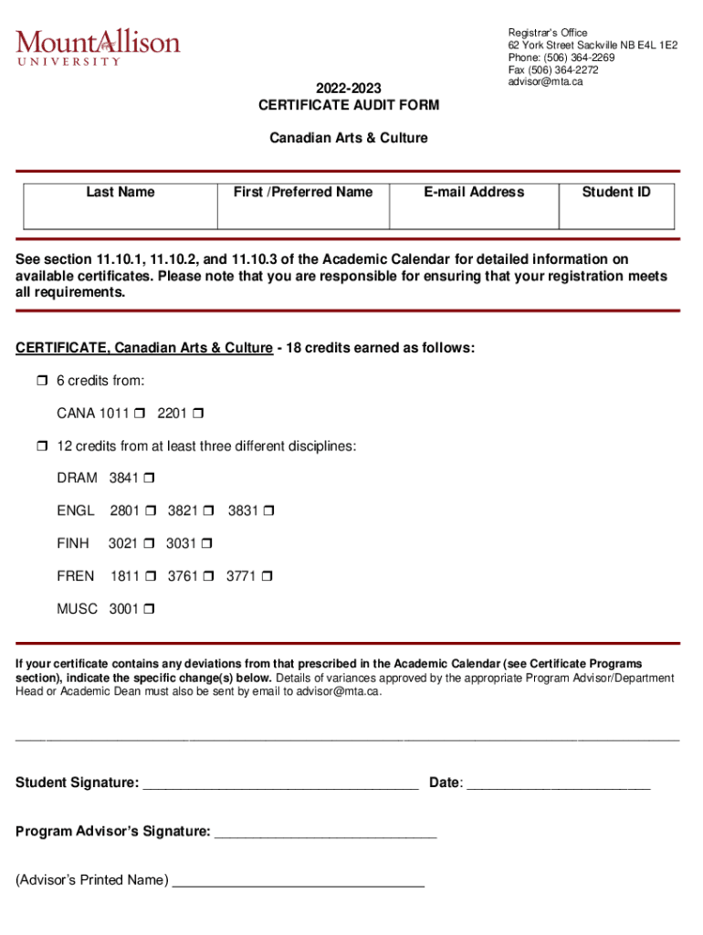 Fillable Online Mount Allison introduces Indigenous Studies minor ...