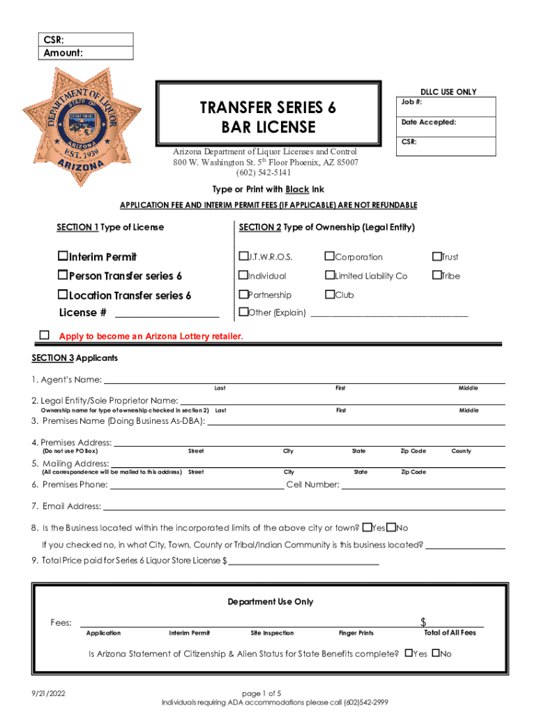 Fillable Online Transfer Series 6 Bar License Fax Email Print - pdfFiller