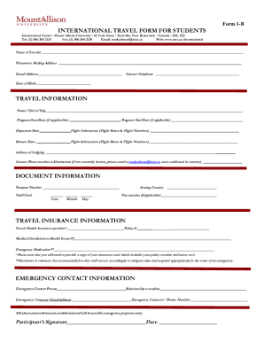Fillable Online international travel form for students Fax Email Print ...