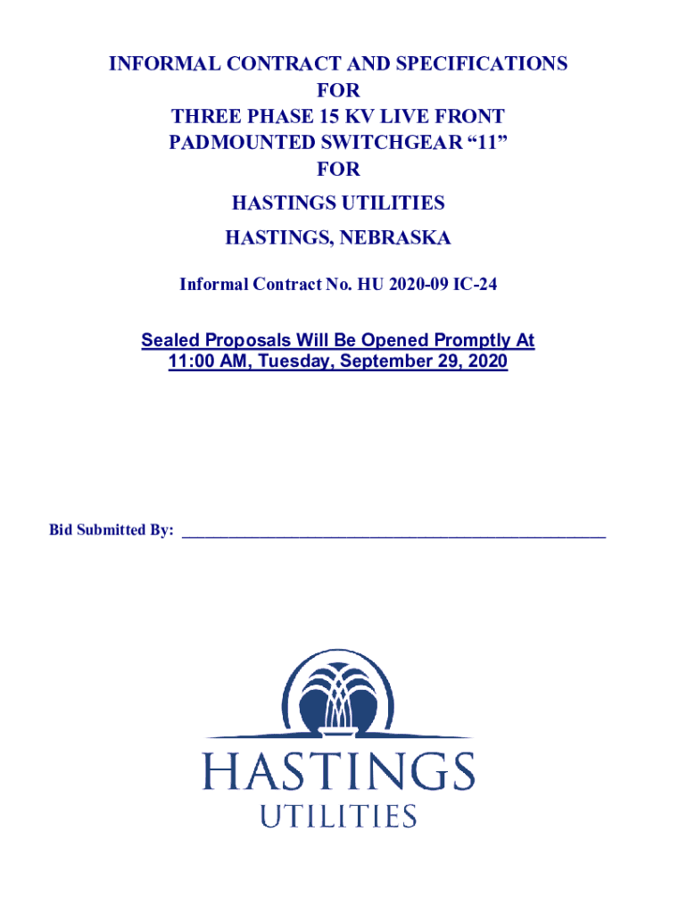 Fillable Online informal contract and specifications for three phase 15 ...