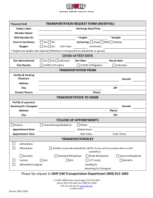 Fillable Online IEHP - Transportation Request Form (Hospital) Fax Email ...
