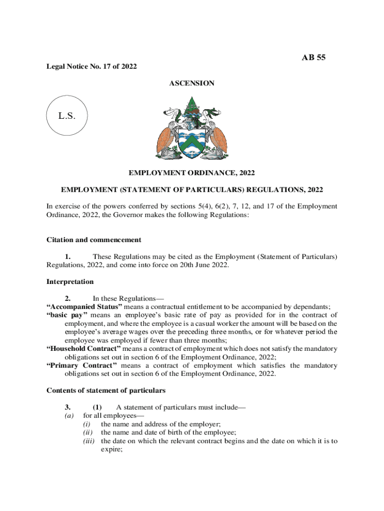 Fillable Online LN-17-Employment-Statement-of-Particulars-Regulations ...