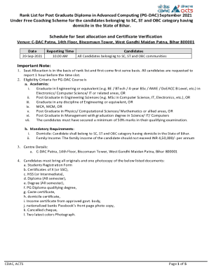 Fillable Online Schedule for Seat allocation and Certificate ...