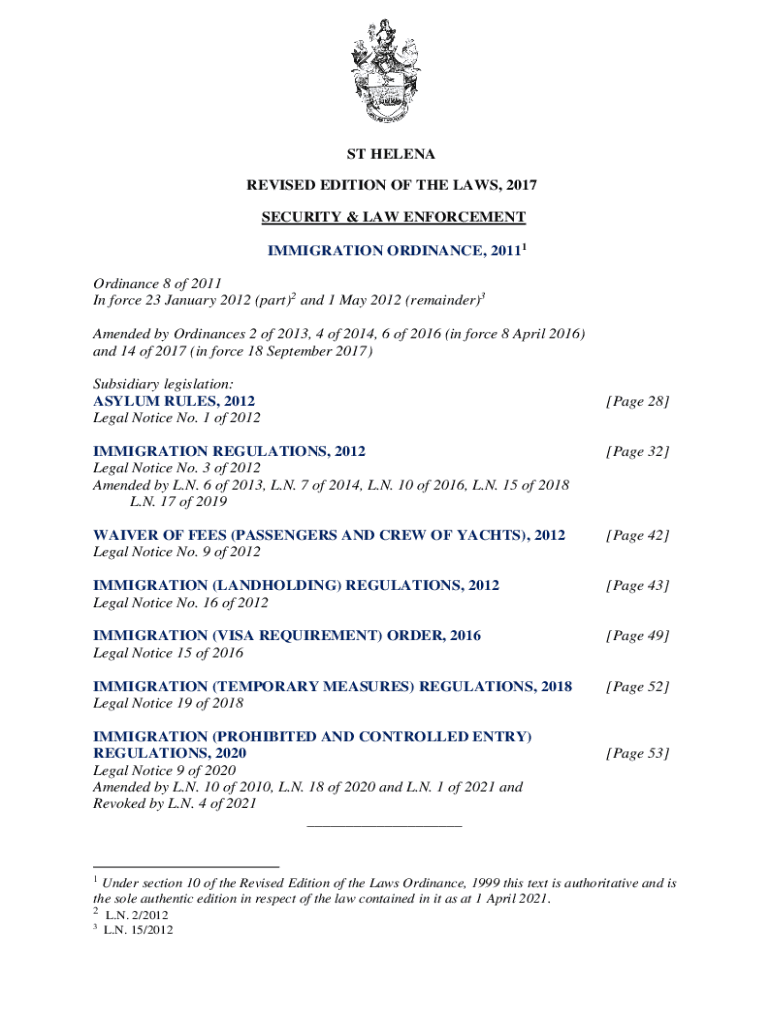 Fillable Online Customs and Excise Ordinance, 19991 - St Helena Government Fax Email Print ...