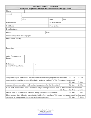 Fillable Online childrens nebraska Alternative Response Advisory ...