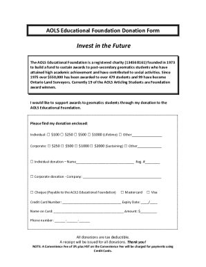 Fillable Online AOLS Educational Foundation Donation Form Fax Email Print - pdfFiller