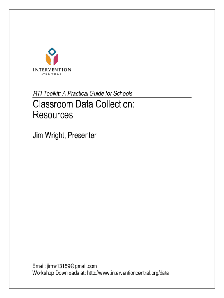 Fillable Online Classroom Data Collection: Resources - Intervention ...