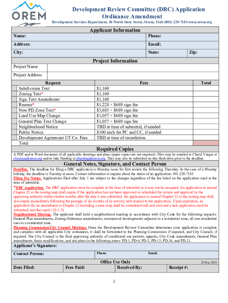 Fillable Online Development Review Committee (DRC) Application ... Fax ...