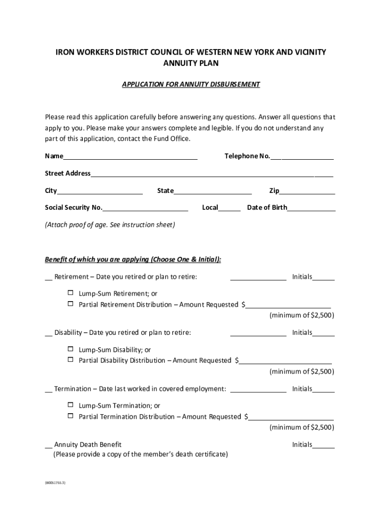 Fillable Online APPLICATION FOR ANNUITY DISBURSEMENT Please read this ...