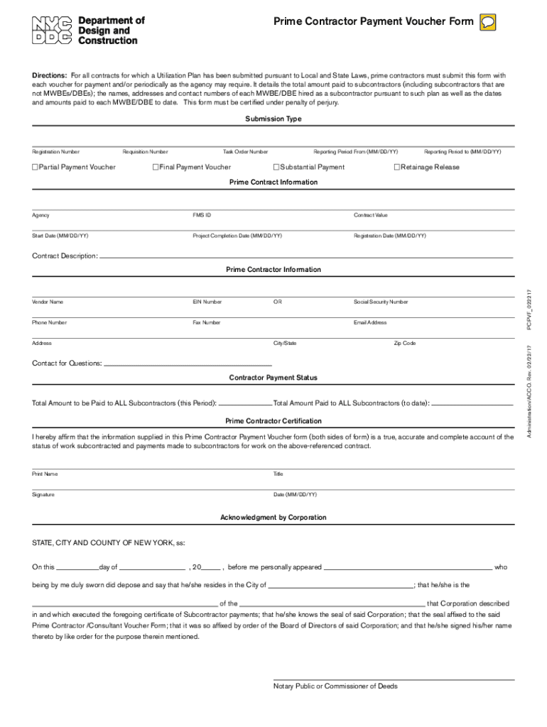 Fillable Online Prime Contractor Payment Voucher Form Fax Email Print - pdfFiller
