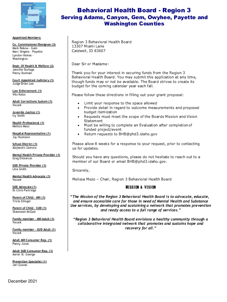 Fillable Online Board Membership - Region 3 Behavioral Health Board Fax ...