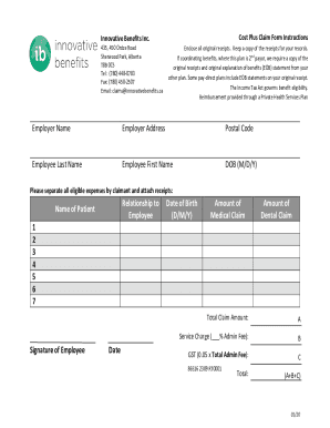 Fillable Online HSA Claim Form Instructions - Innovative Benefits Fax ...