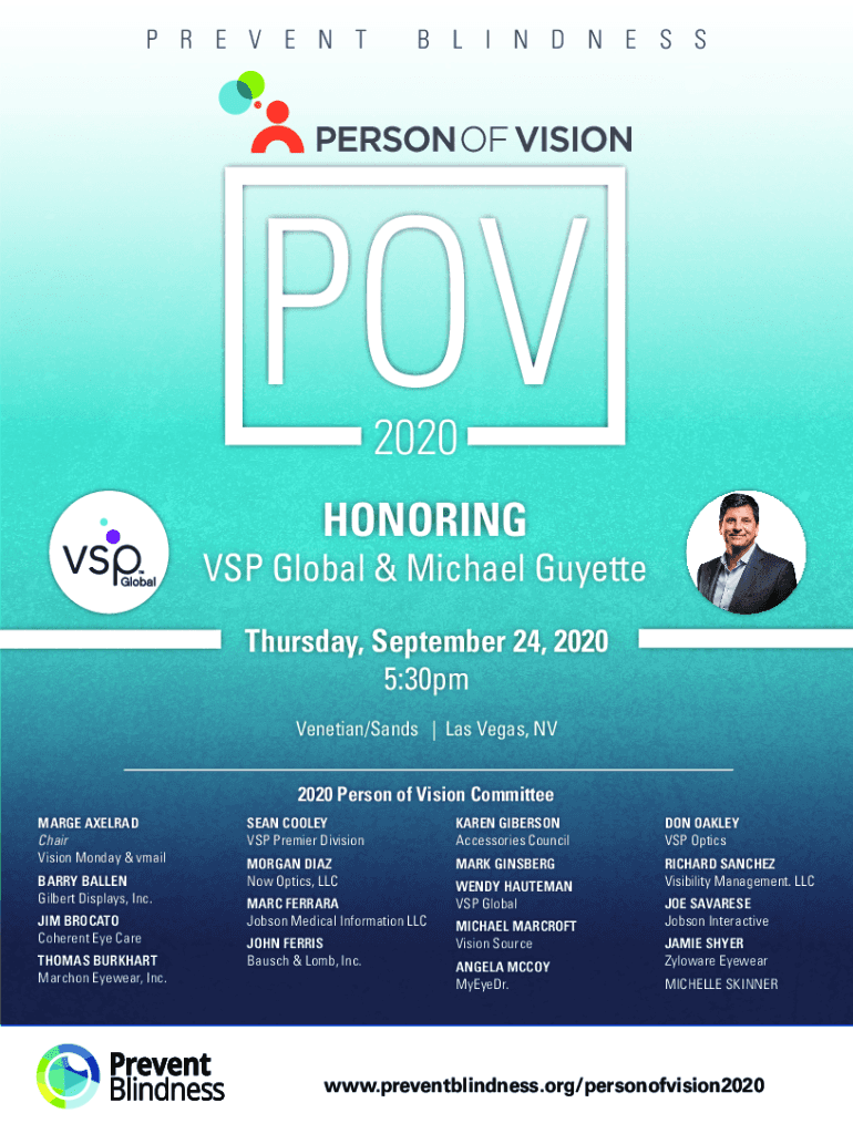 Fillable Online HONORING - Prevent Blindness Fax Email Print - pdfFiller