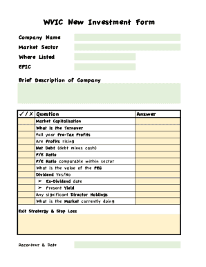 Fillable Online WVIC New Investment Form Template Fax Email Print ...
