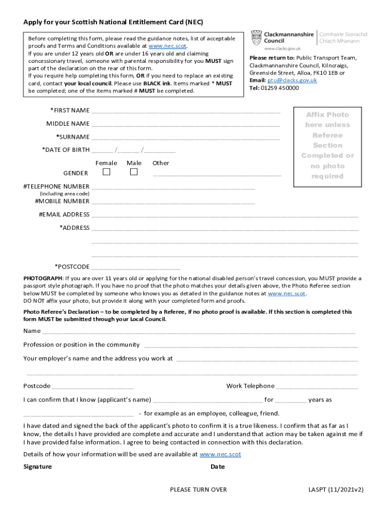 Fillable Online Young Person's NEC Application Guidance Fax Email Print ...