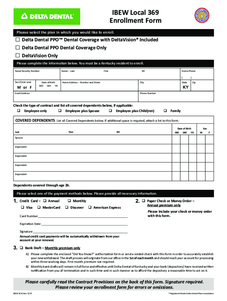 Fillable Online IBEW Local 369 Enrollment Form Fax Email Print - pdfFiller