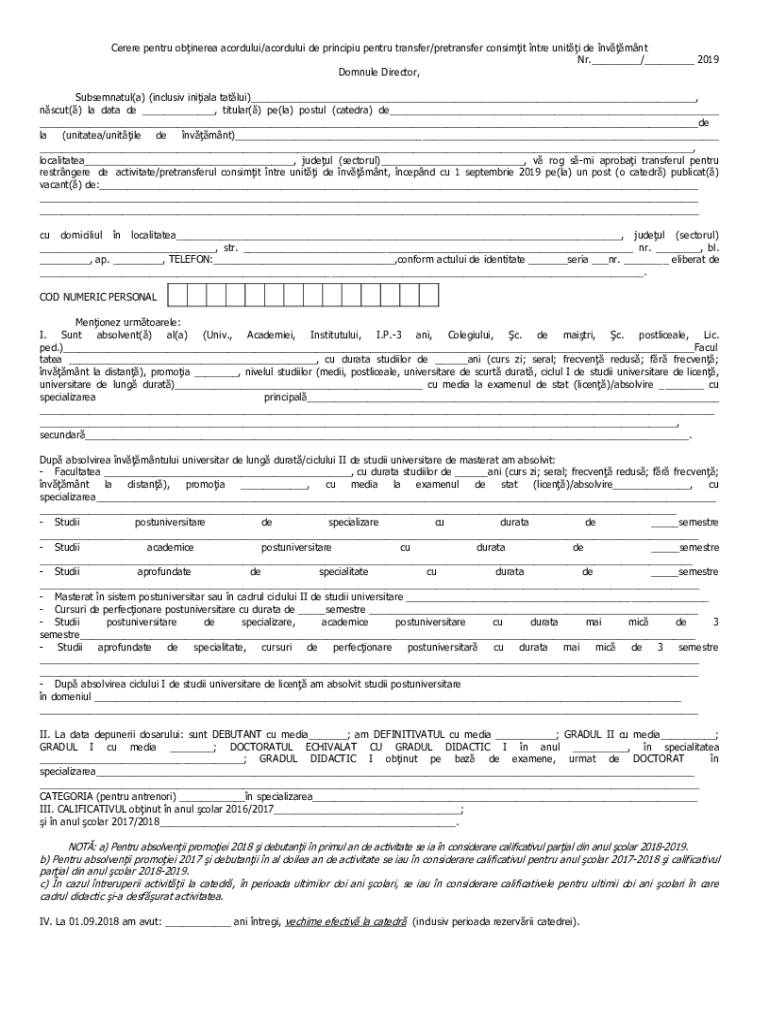 Fillable Online isj educv Cerere pentru obinerea acordului pentru ...