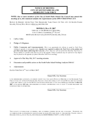 Fillable Online NOTICE IS HEREBY GIVEN THAT THE SHORELINE TASK FORCE OF ...