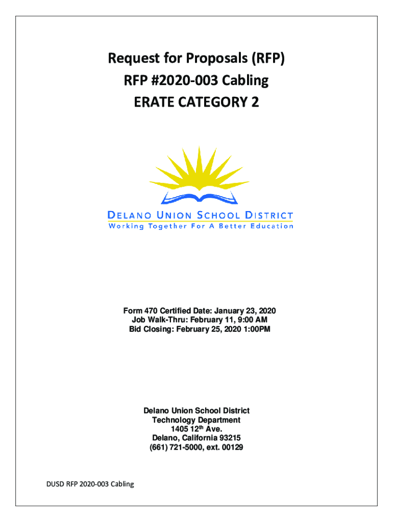 Fillable Online Request for Proposals (RFP) RFP #2020-003 Cabling ERATE ...