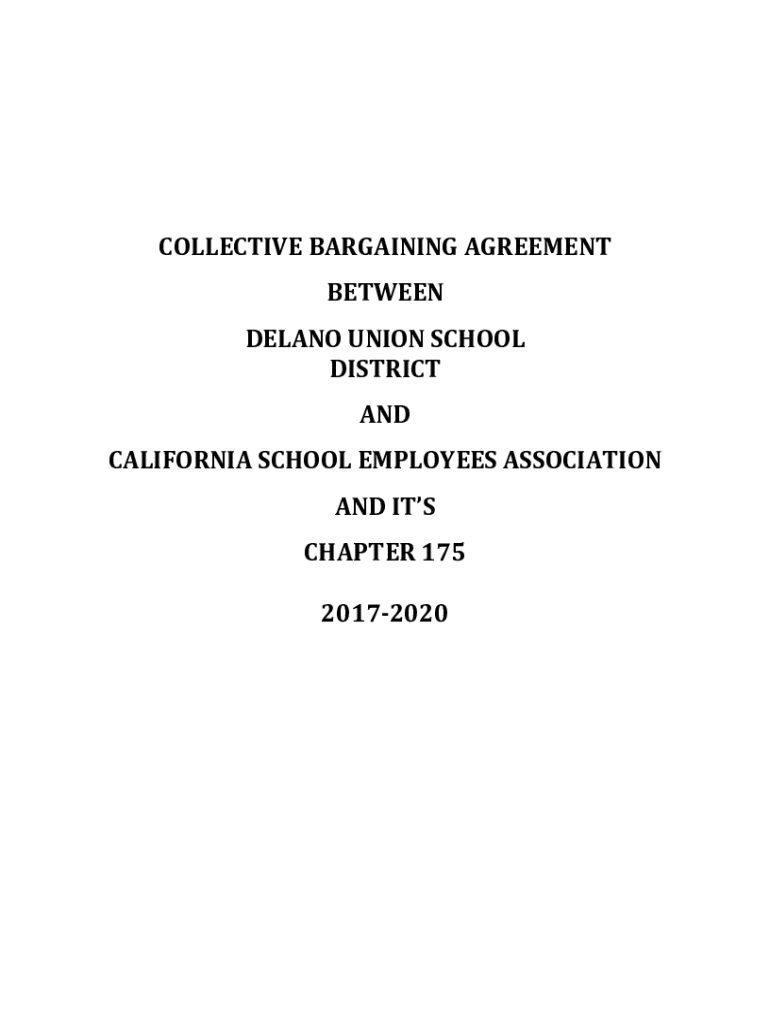 Fillable Online Collective Bargaining Agreement - Delano Union School ...