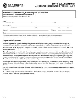 Fillable Online Associate Degree Nursing (ADN) Program, Fall Entrance ...