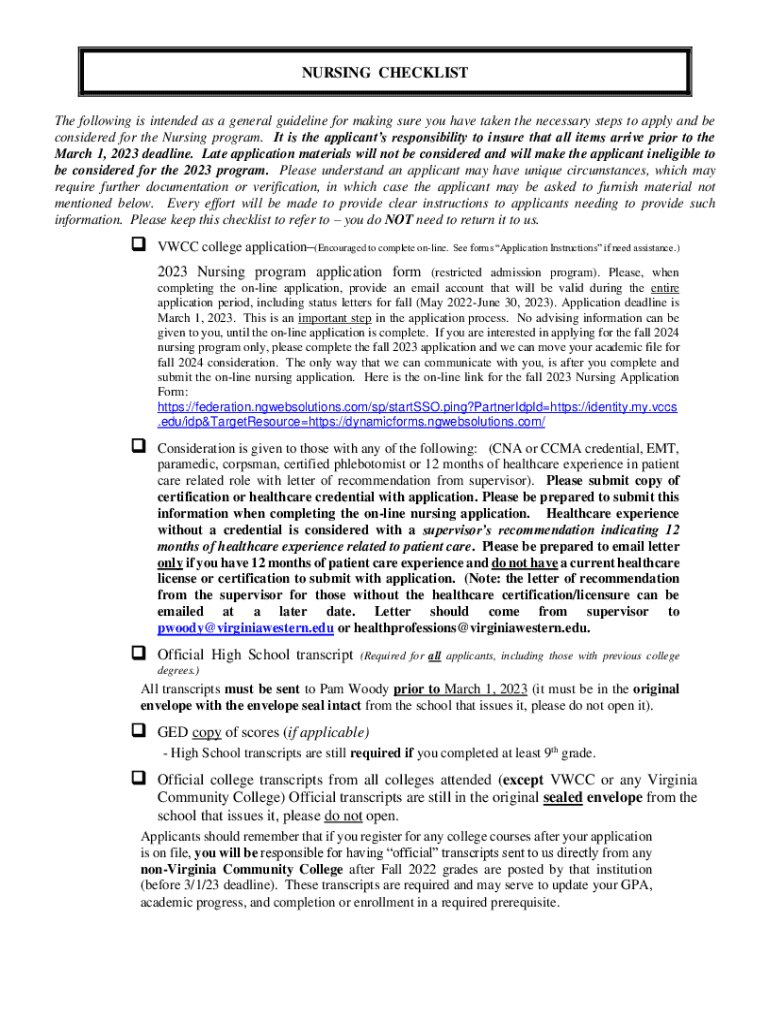 Fillable Online Get your pre-application checklist if you trained as a nurse or ... Fax Email ...
